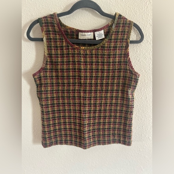 Lemon Grass | Tops | Vintage 9s Lemon Grass Plaid Crinkle Tank Top ...